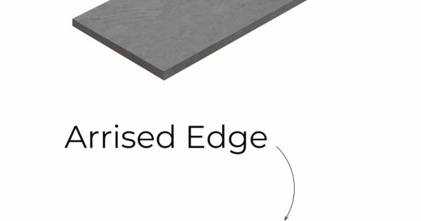 Porcelain Arris Edge Coping Paver - 600 x 300mm Marble Grey